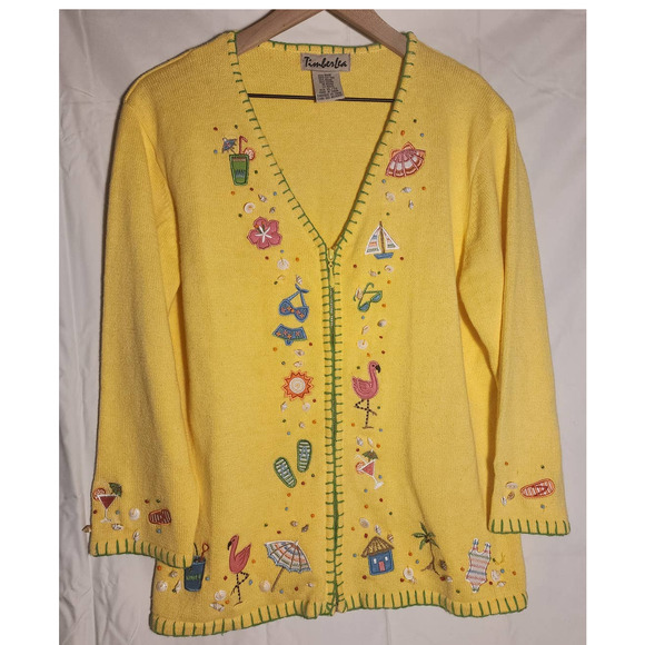 Timberlea | Sweaters | Timberlea Womens Yellow Beach Themed Sweater ...